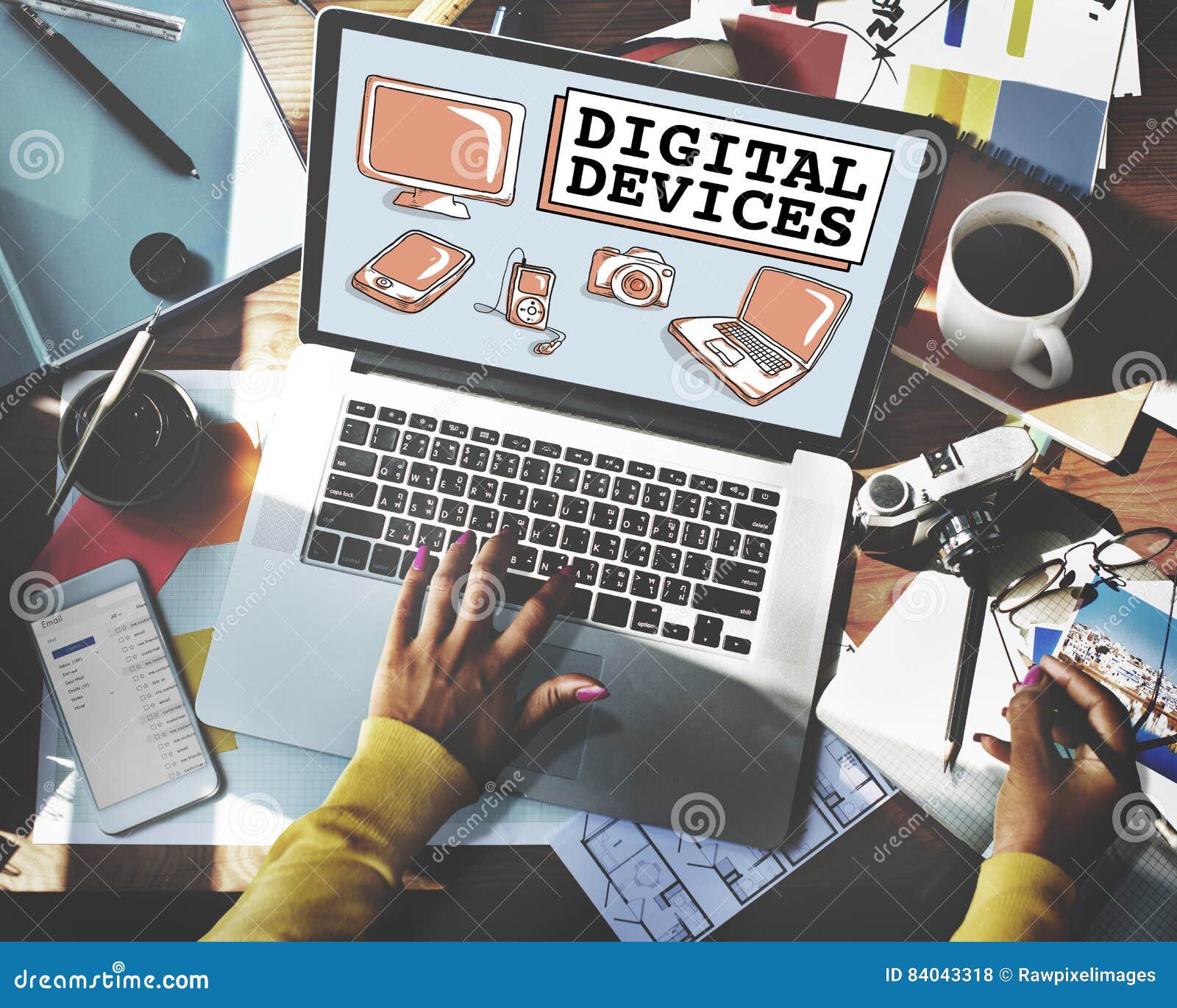 Digital Devices Electronics Connection Communication Concept Stock ...