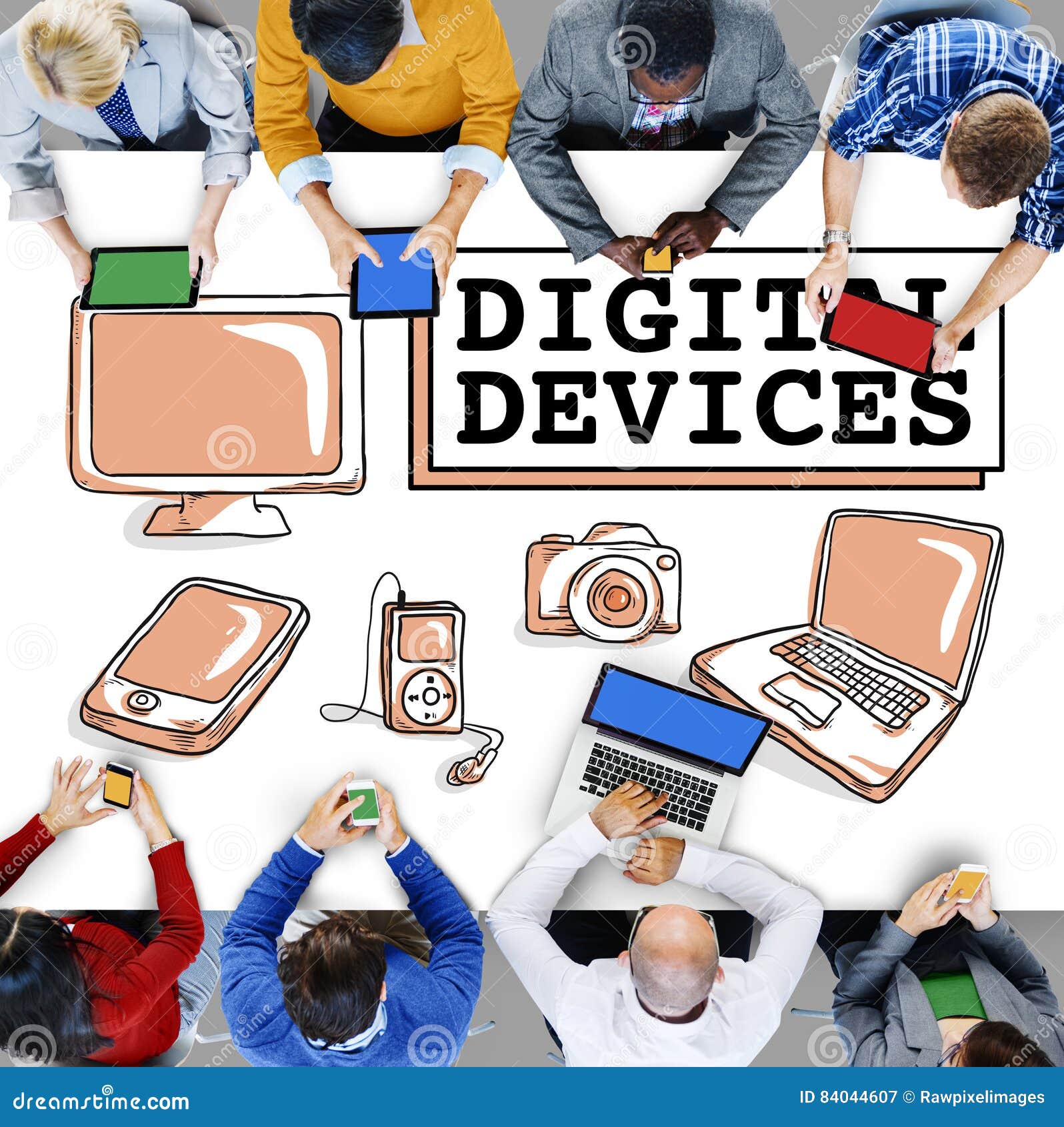 Digital Devices Electronics Connection Communication Concept Stock ...