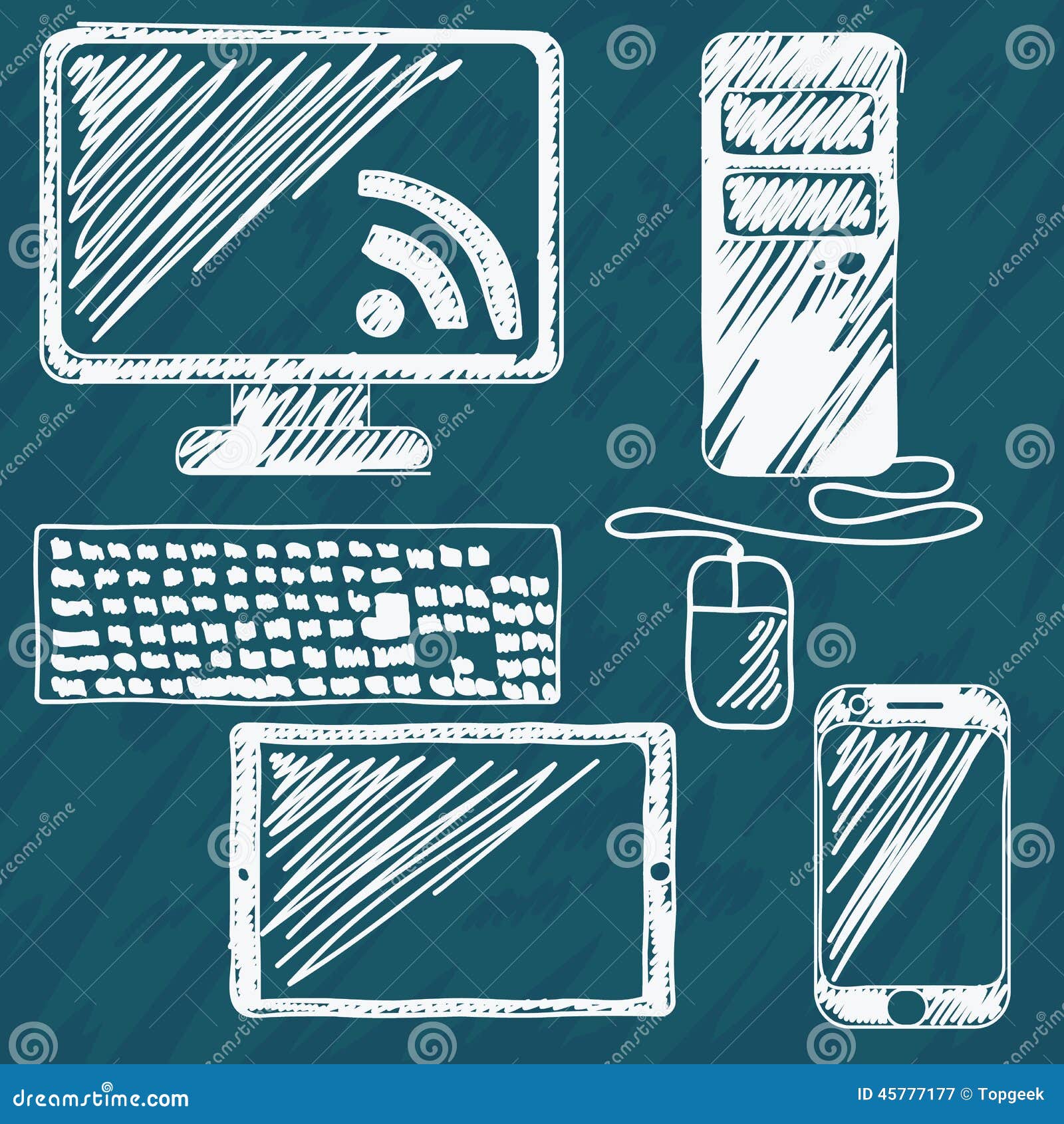 Digital devices hand drawn stock vector. Illustration of digital - 45777177