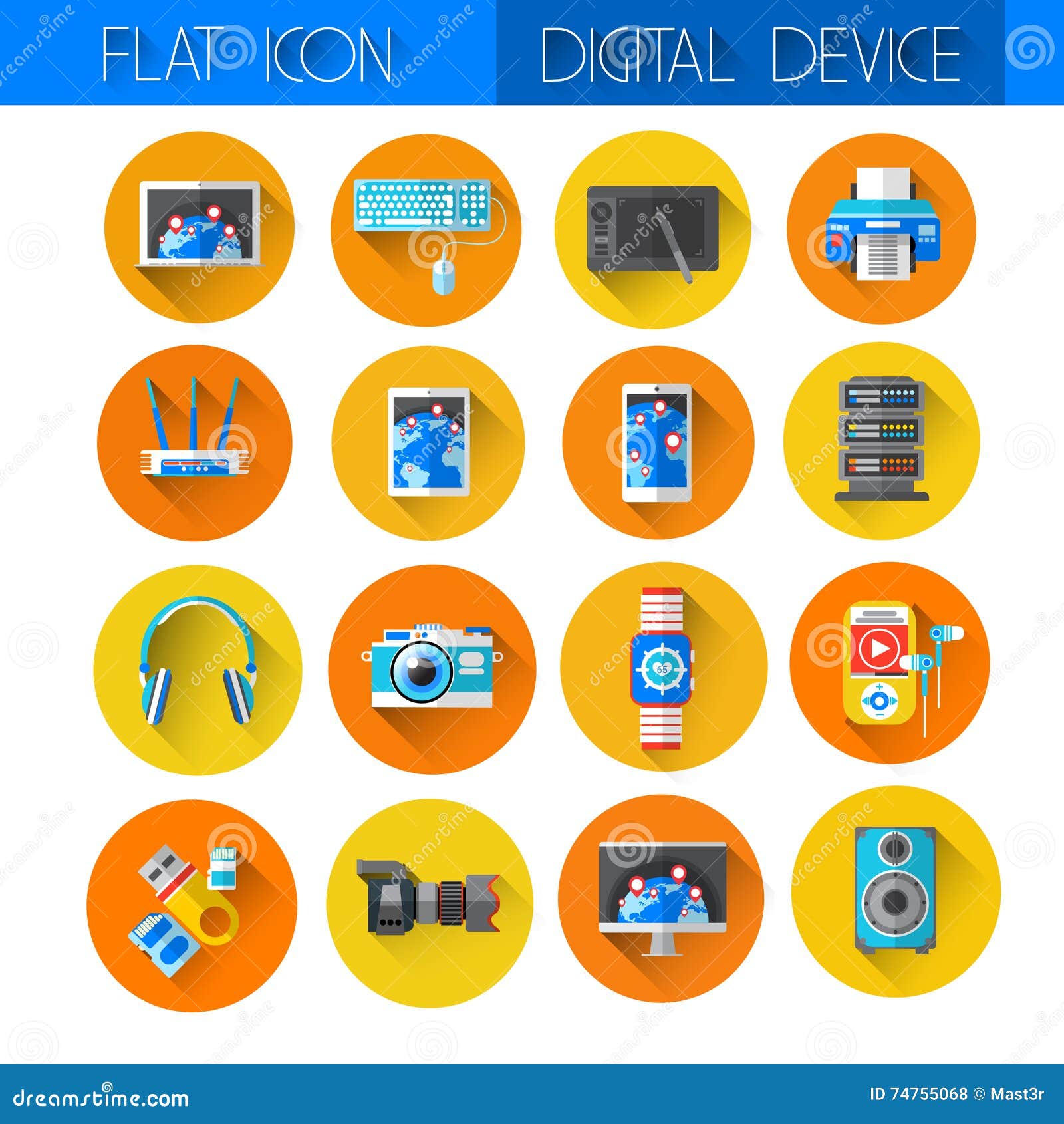 Digital Devices Icon Set Collection Stock Vector - Illustration of flat ...
