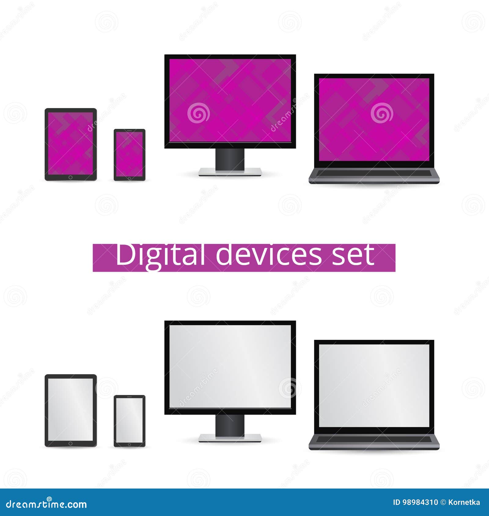 Digital devices icon set stock illustration. Illustration of flat ...