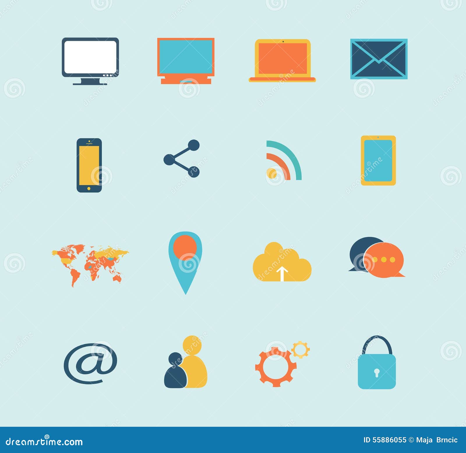 Digital Devices Icon Set Vector Illustration Blue Stock Vector ...