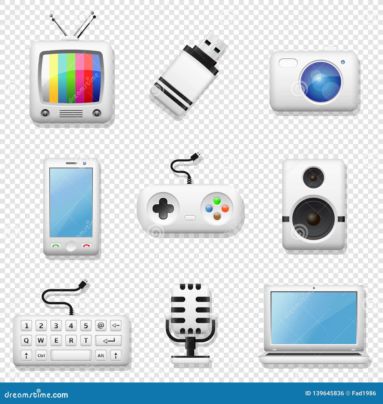Digital Devices Icons Set Isolated Stock Vector - Illustration of lens ...