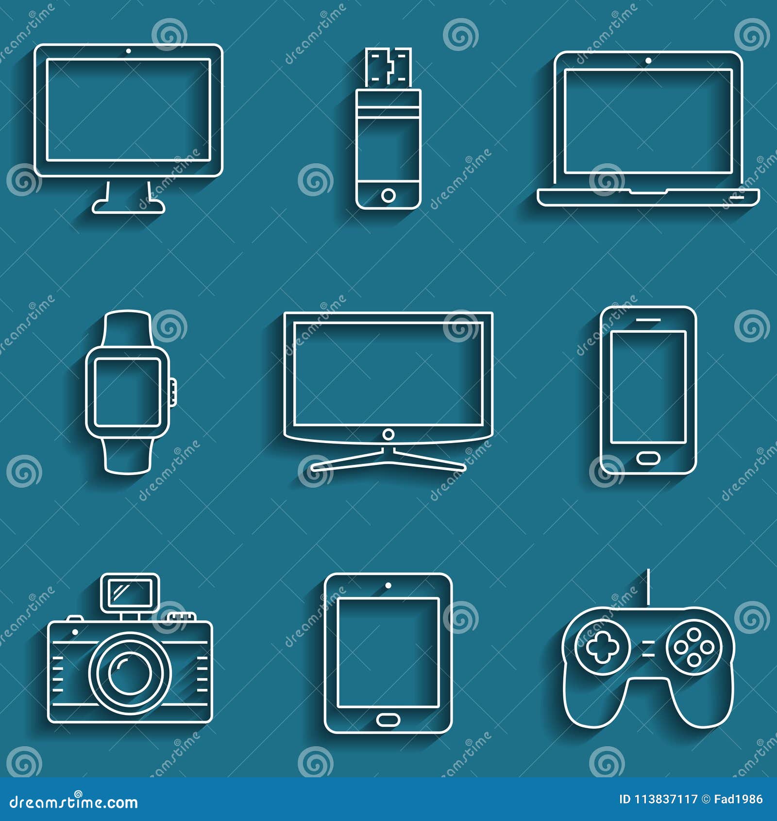 Digital Devices Outline Icons Stock Vector - Illustration of design ...