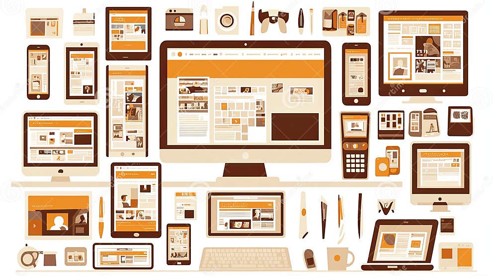 Digital Devices Showcasing a Modern and Responsive Website Design Interface Stock Illustration ...