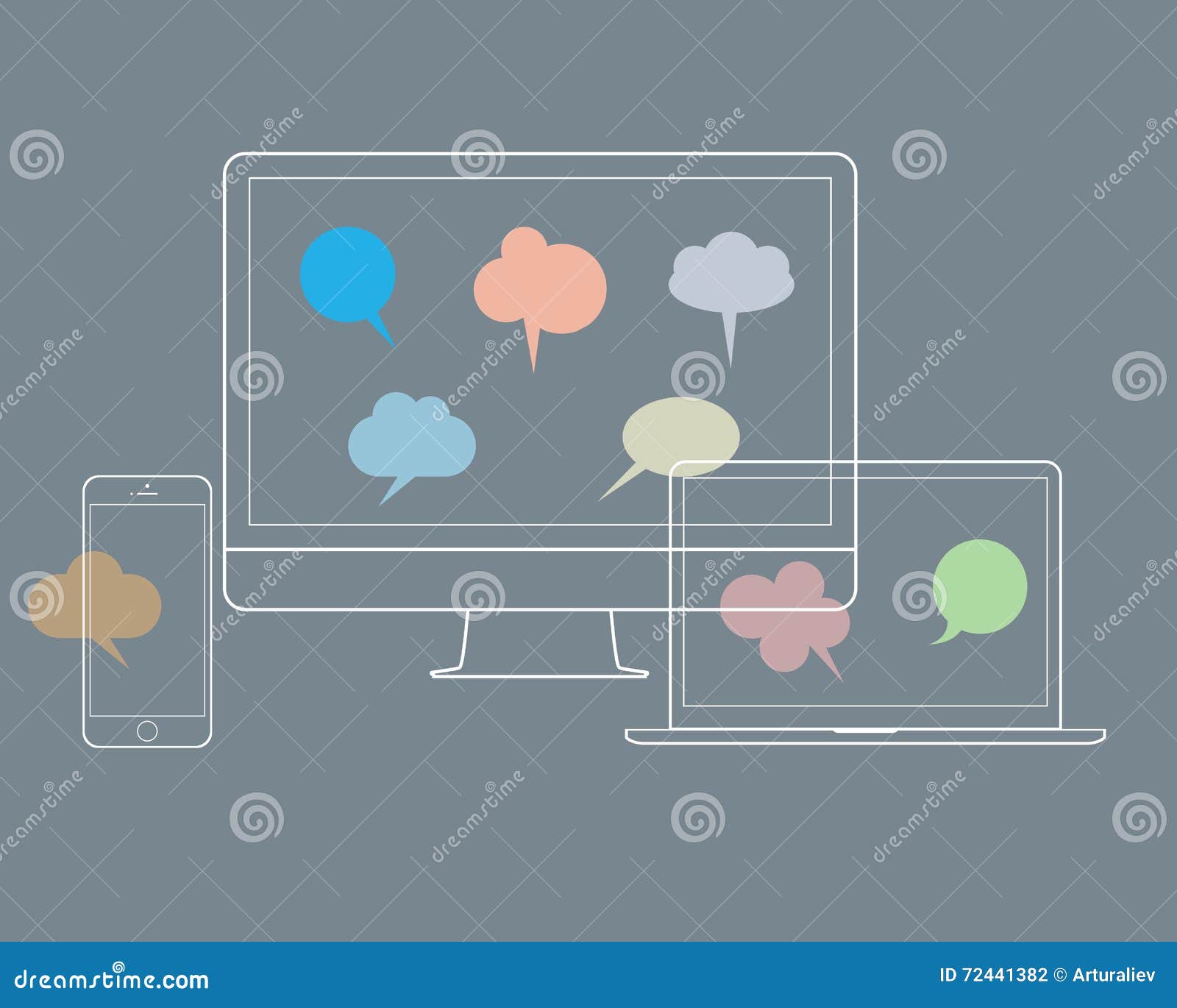 Digital Devices with Speech Bubbles Stock Vector - Illustration of ...