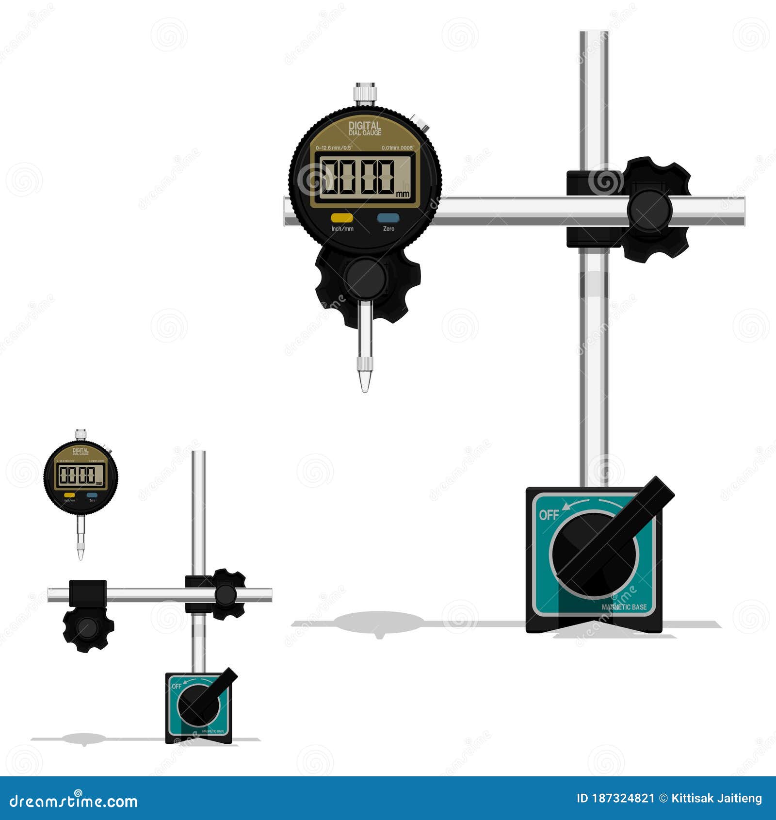Digital Dial Gauge with Magnetic Base on Transparent Background Stock ...