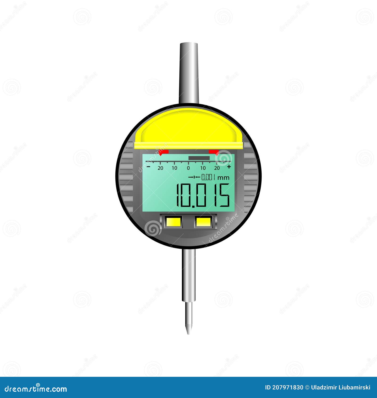 Digital Dial Gauge With Magnetic Base On Transparent Background Cartoon ...