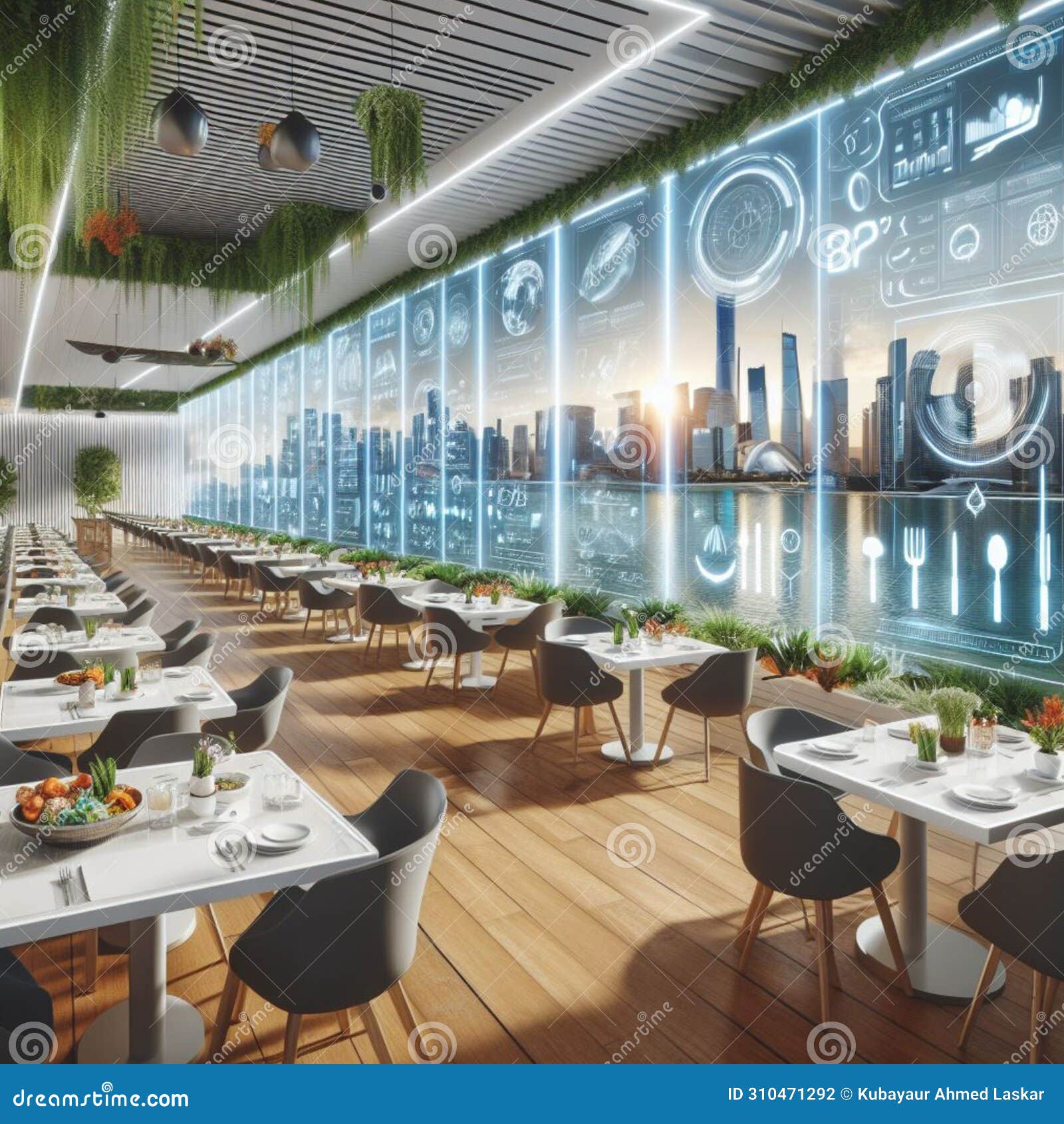 Digital Dining Room Inside Design in Future Stock Illustration ...