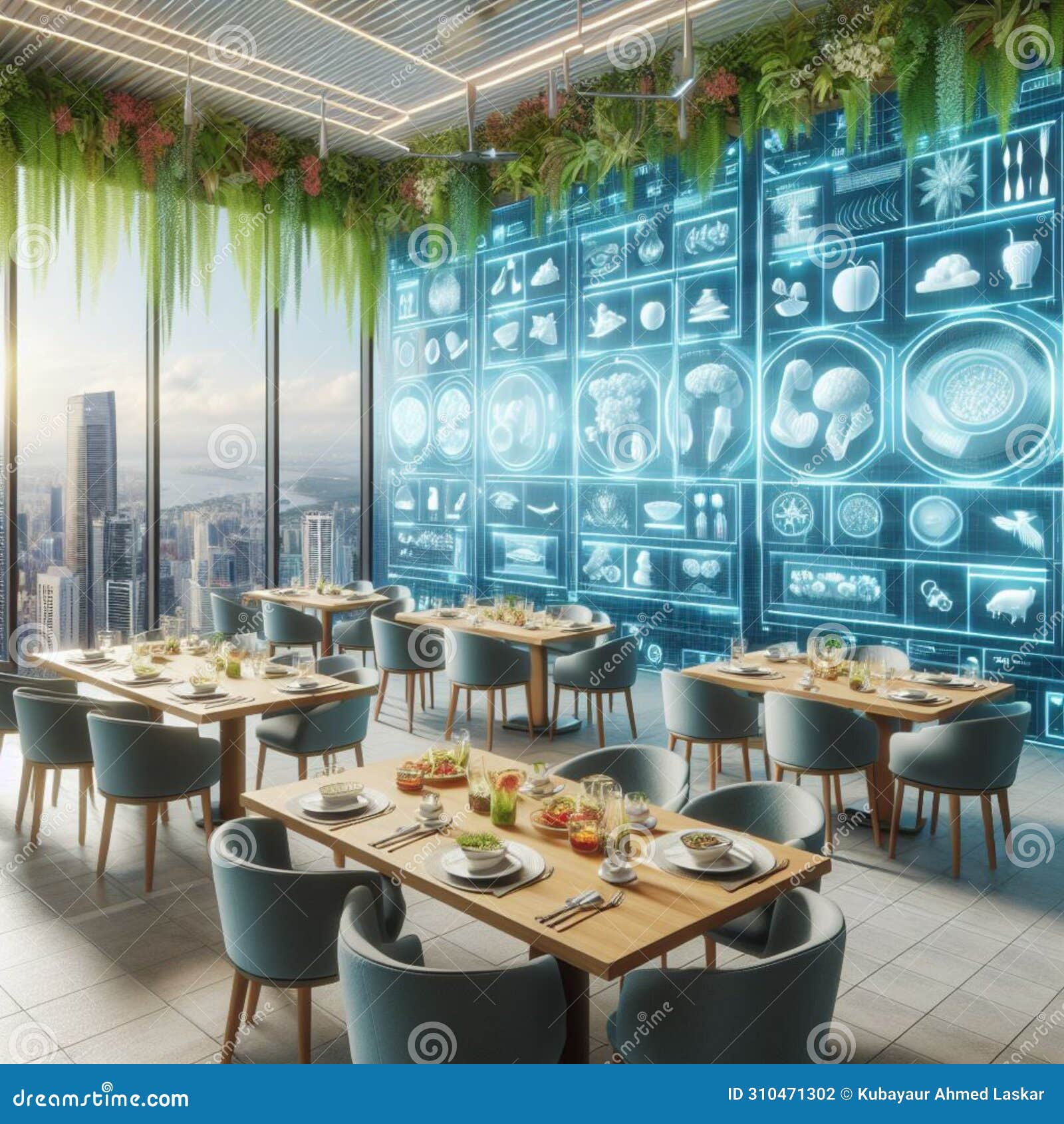 Digital Dining Room Inside Design in Future Stock Illustration ...