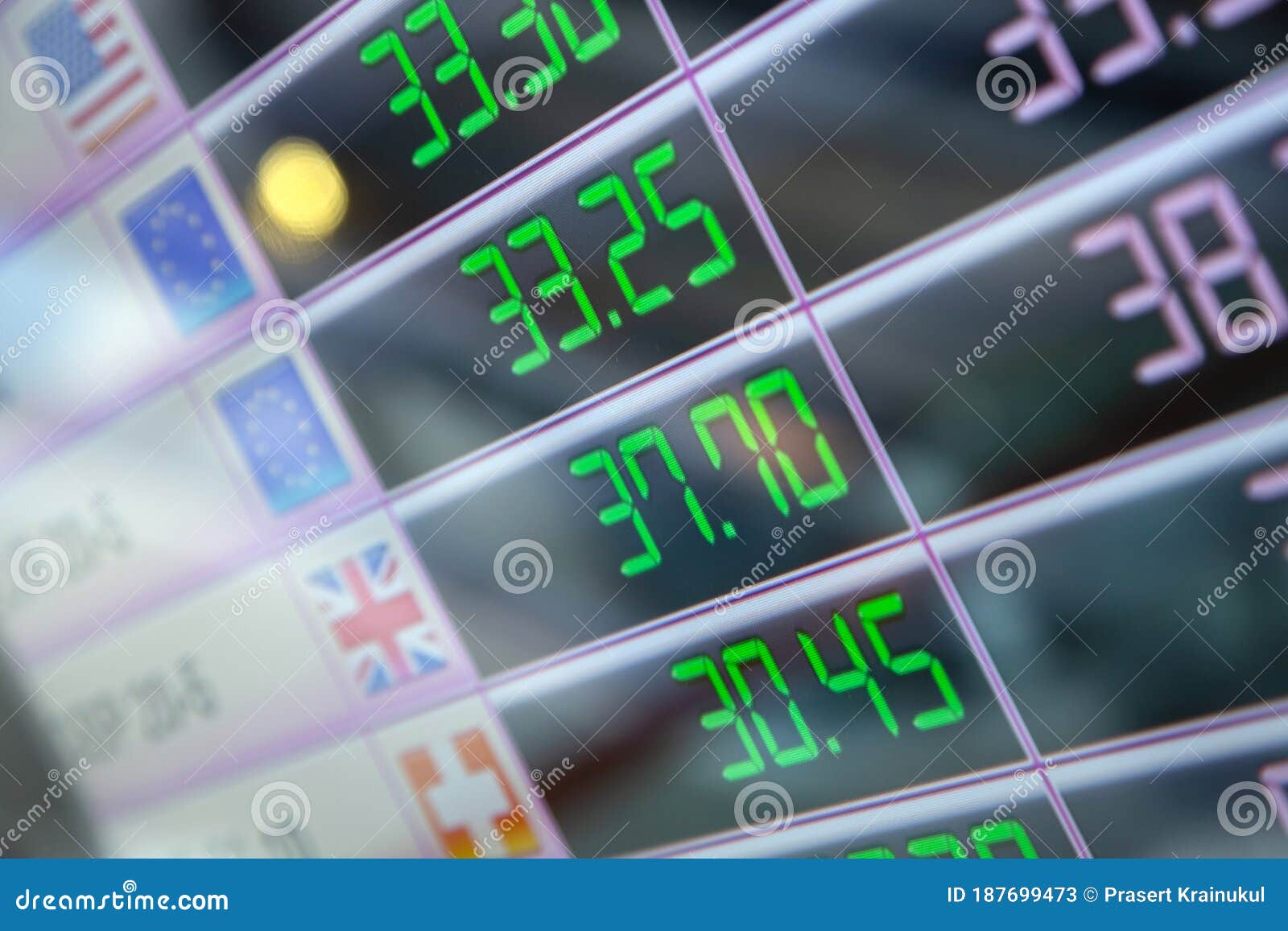 Digital Display LED Board Currency Exchange Rates Stock Illustration ...