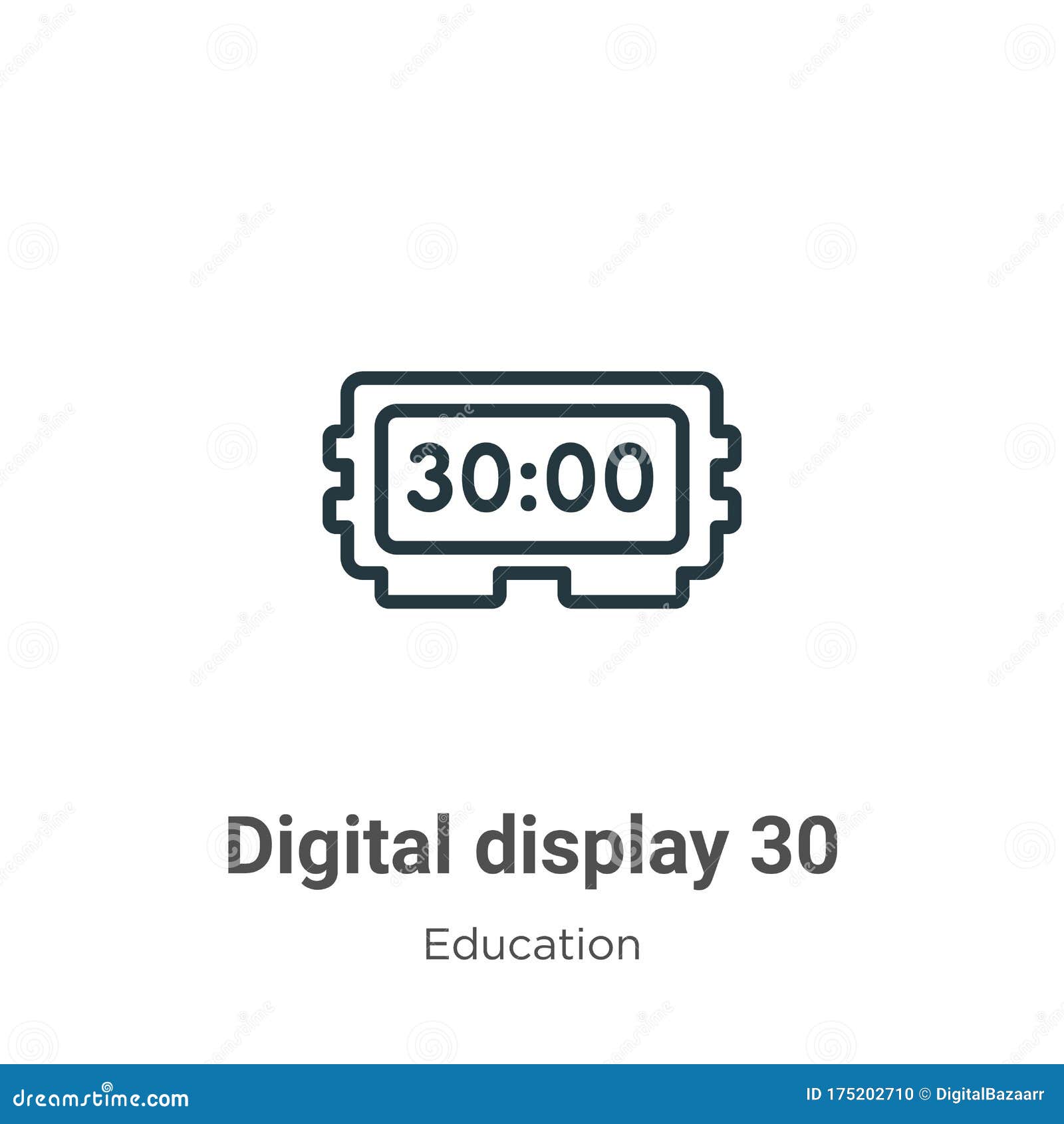Digital Display 30 Outline Vector Icon. Thin Line Black Digital Display ...