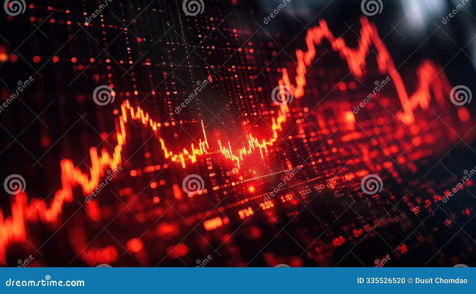 Digital Display of Rapidly Falling Interest Rates Shown in Red Graph ...
