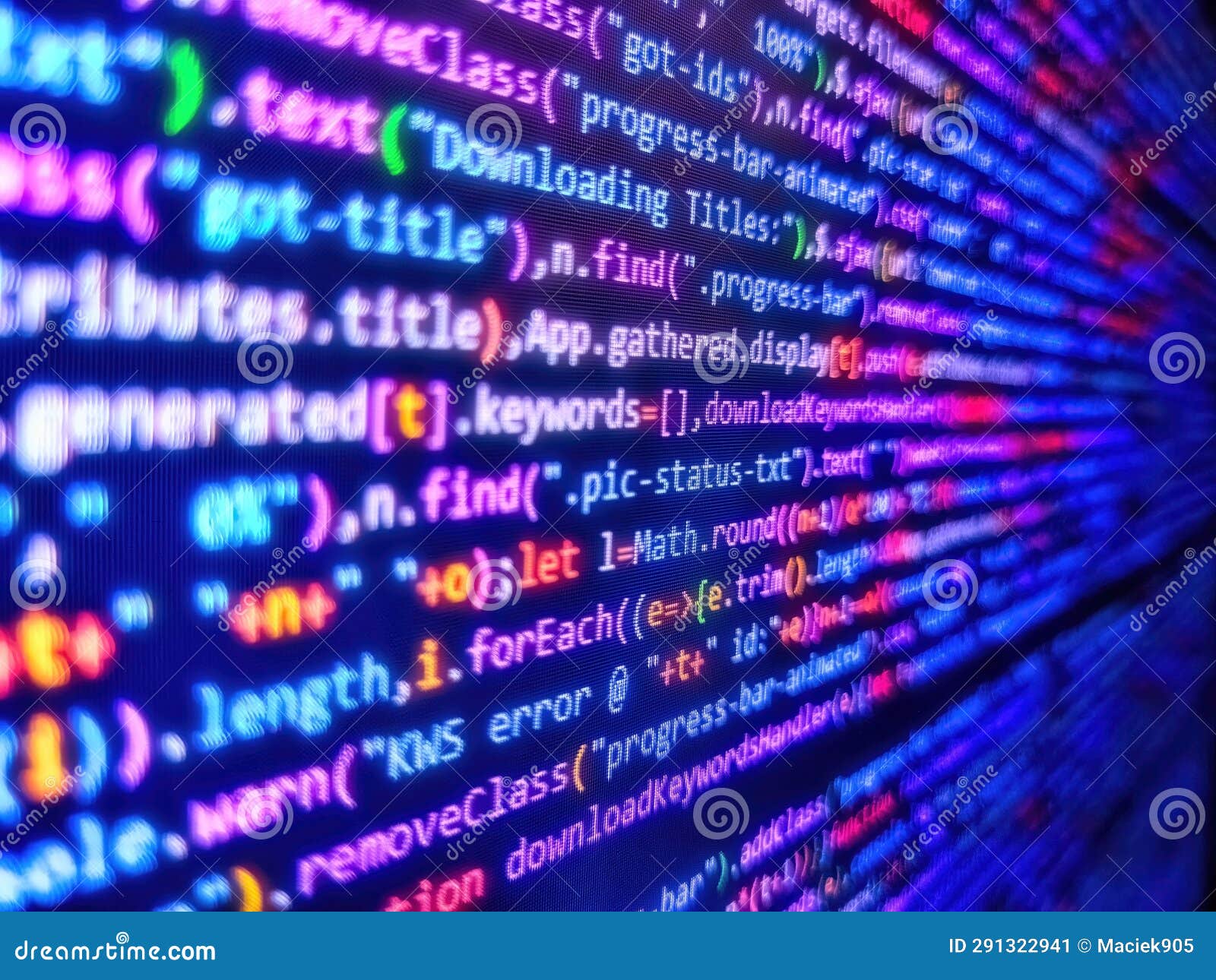 Digital Display Screen of Modern Programmer Coding Work Live. Software Development Monitor ...