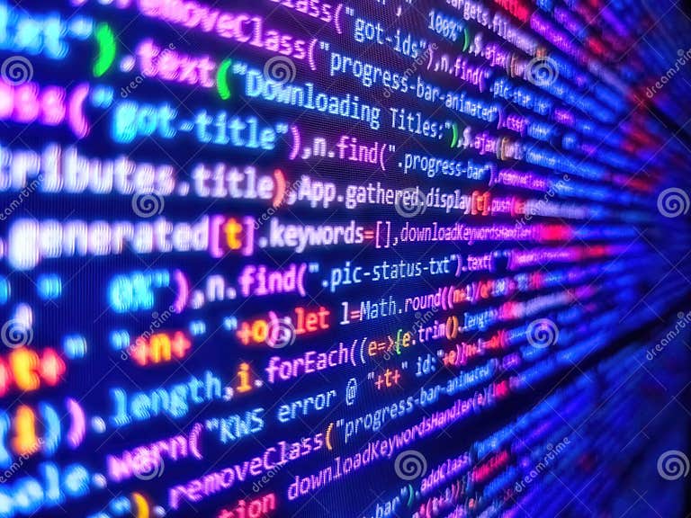 Digital Display Screen of Modern Programmer Coding Work Live. Software ...