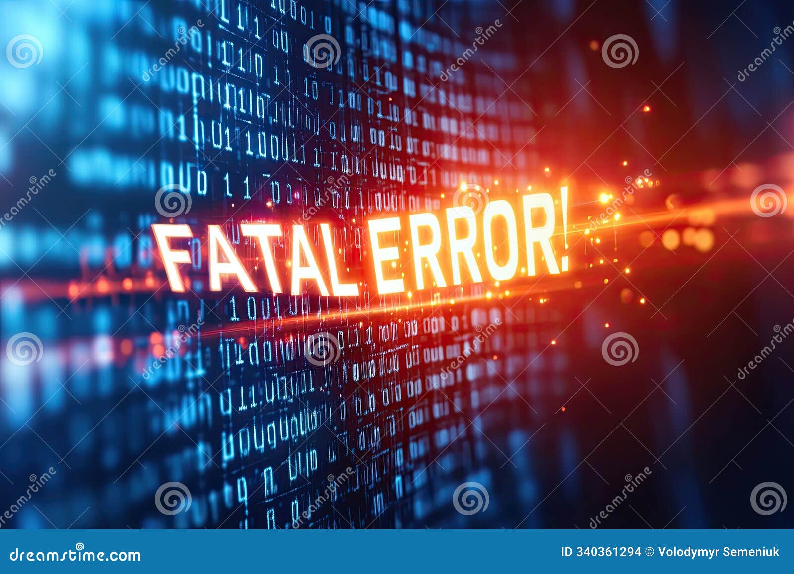 Digital Display Showing Fatal Error Message during Computer System Failure Stock Illustration ...