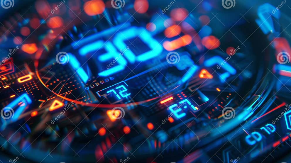 The Digital Display Showing the Time and Date Indicating an Advanced ...