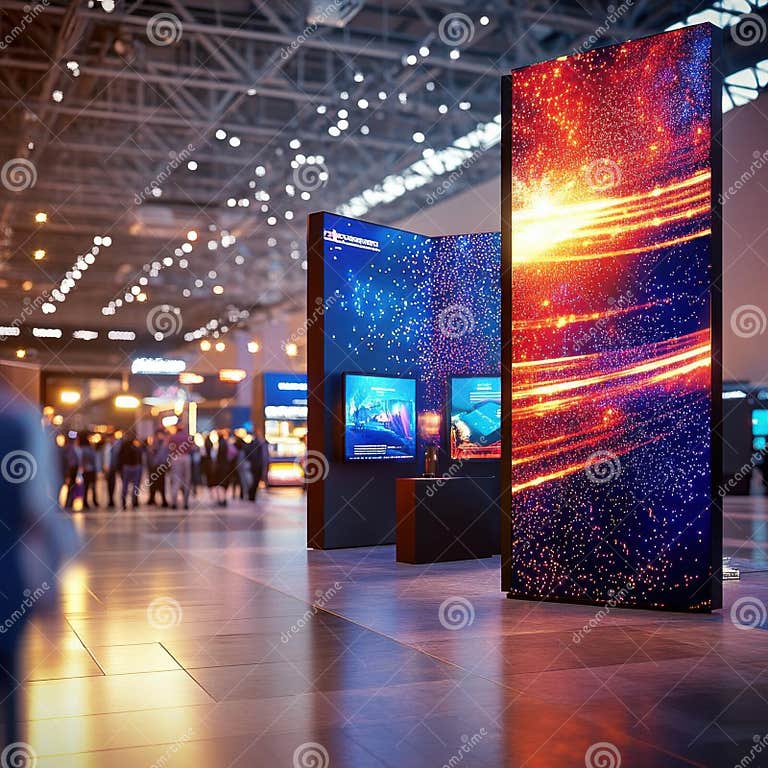 Digital Display Technology with Dynamic Visuals Stock Illustration ...