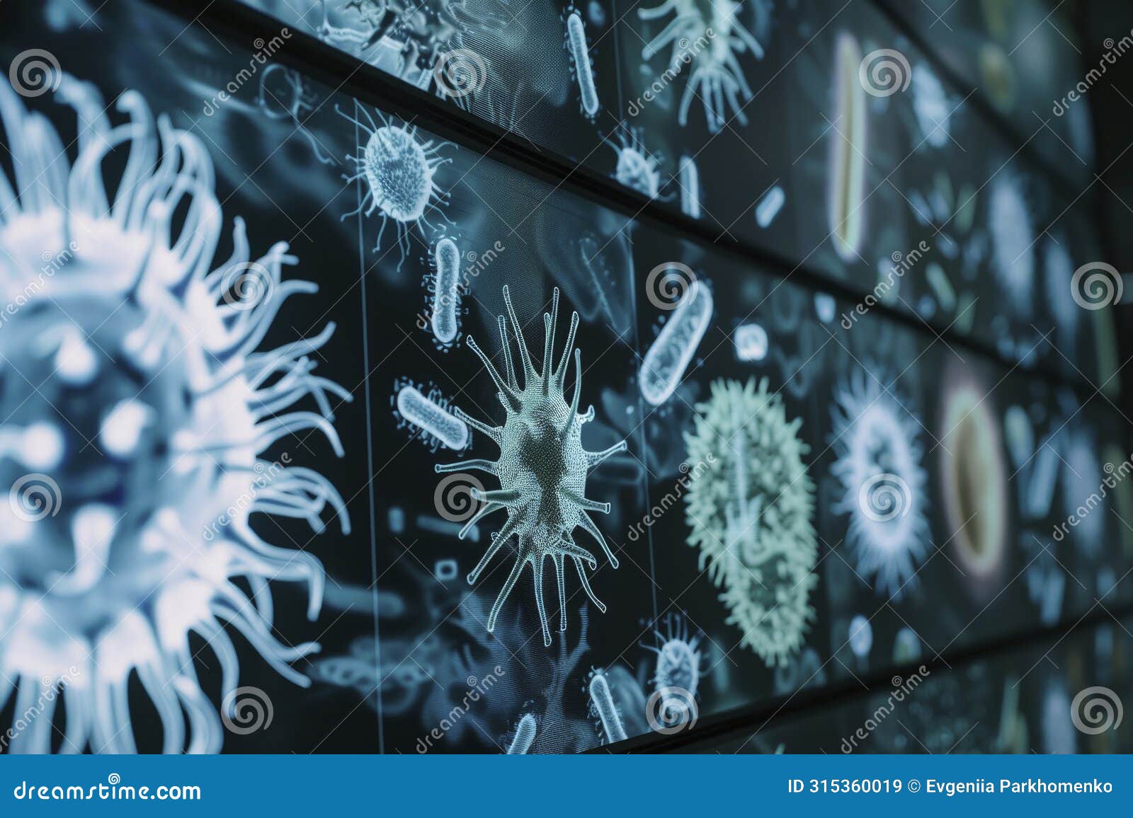 Digital Display of Viruses and Bacteria Illustration in High Definition ...
