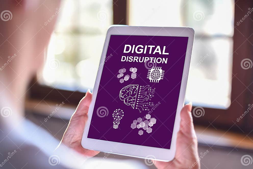 Digital Disruption Concept on a Tablet Stock Photo - Image of computer ...