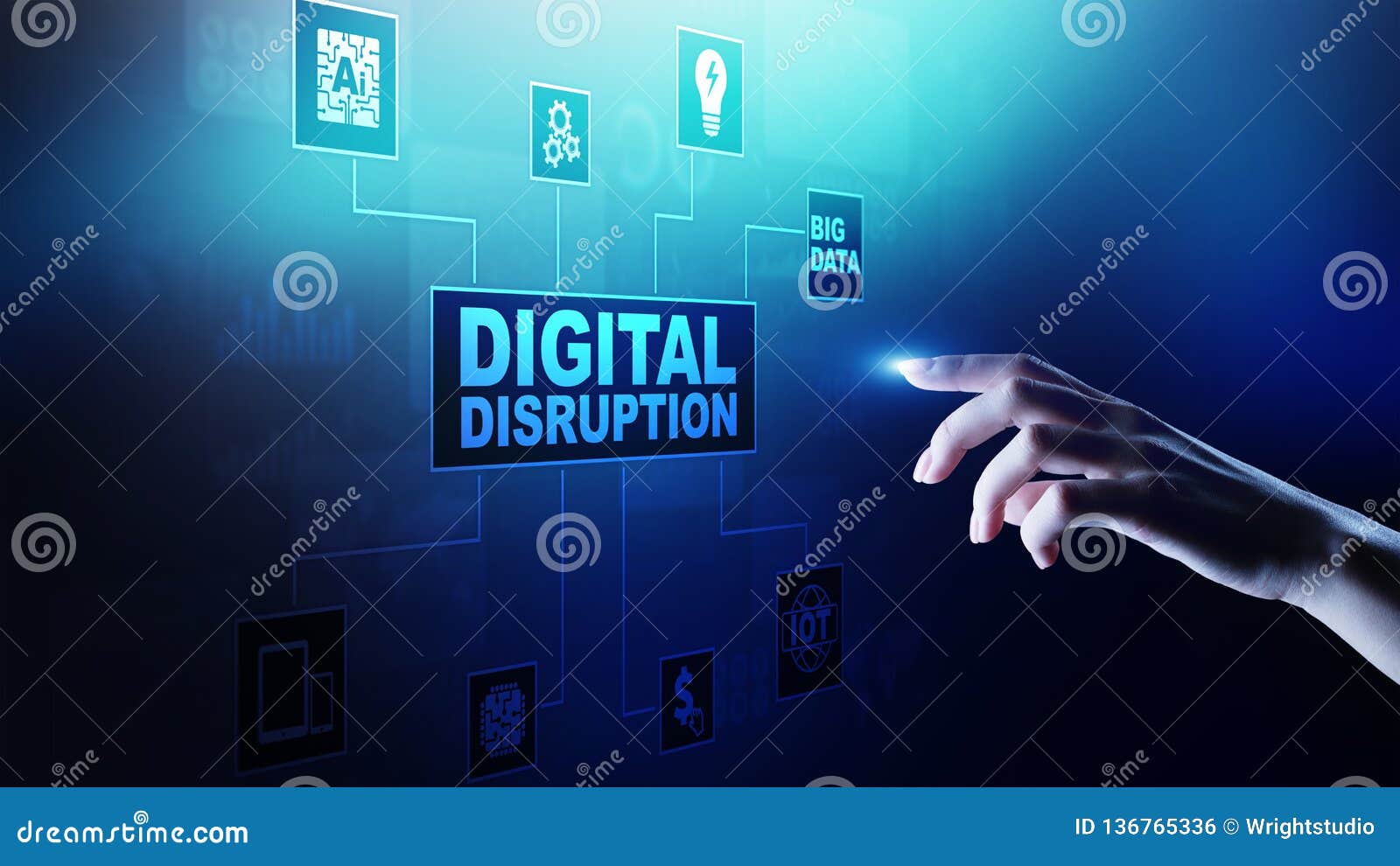 Digital Disruption. Disruptive Business Ideas. IOT, Network, Smart City ...