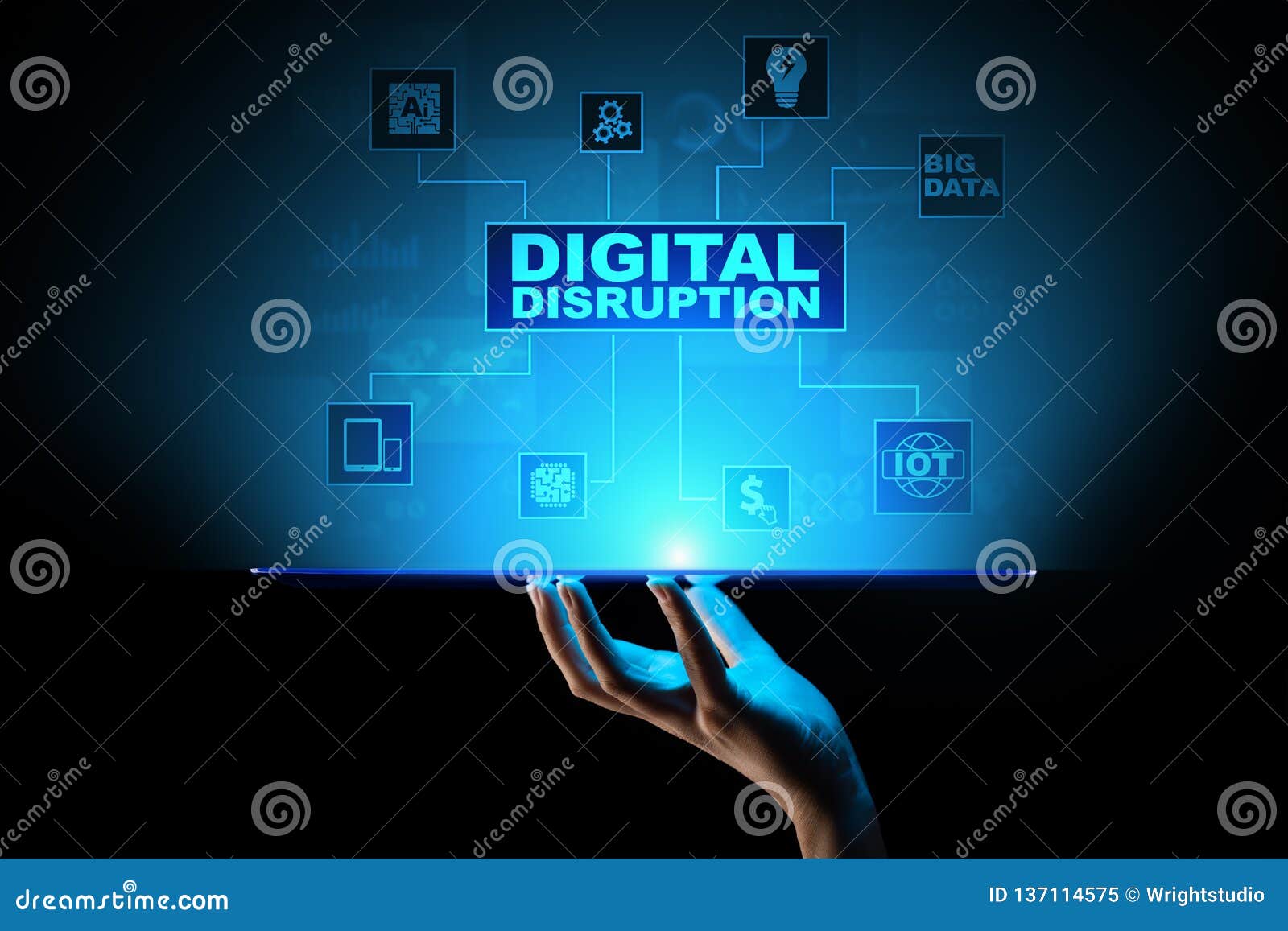 Digital Disruption. Disruptive Business Ideas. IOT, Network, Smart City ...