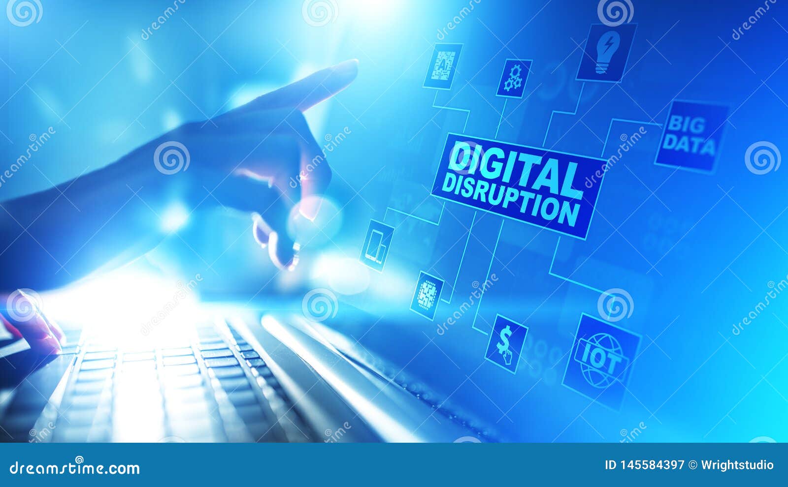 Digital Disruption. Disruptive Business Ideas. IOT, Network, Smart City ...