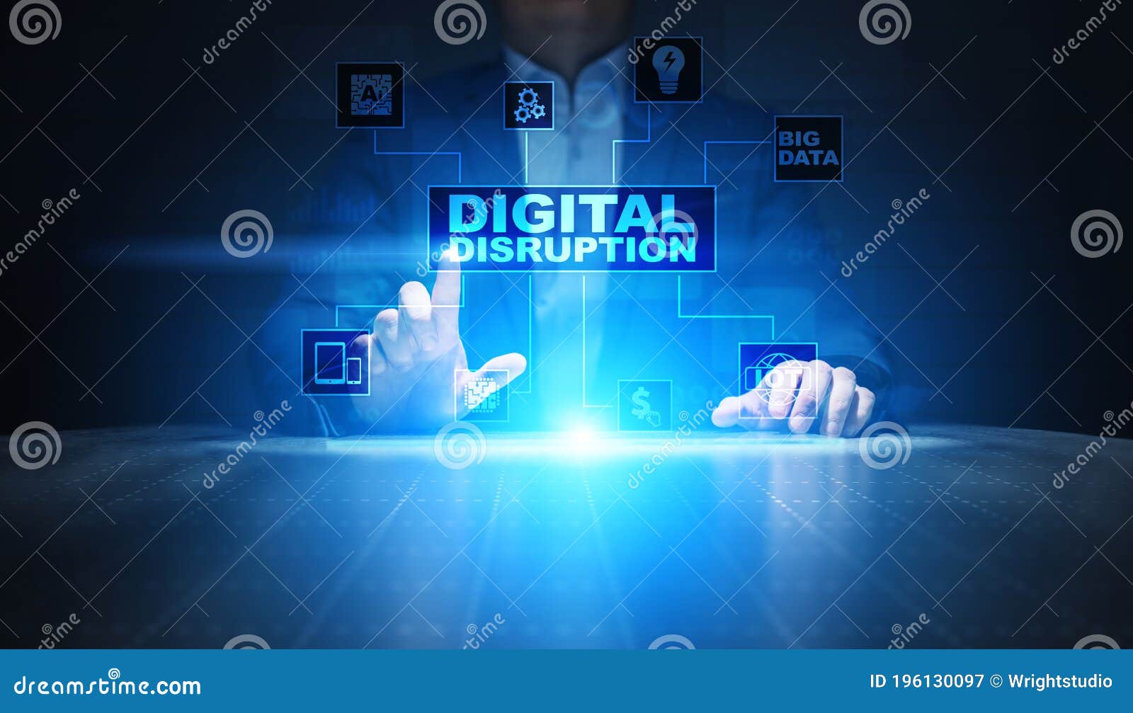Digital Disruption. Disruptive Business Ideas. IOT, Network, Smart City ...