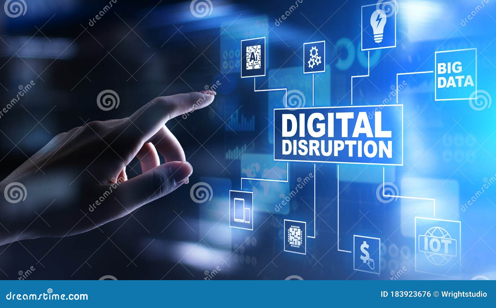 Digital Disruption. Disruptive Business Ideas. IOT, Network, Smart City ...