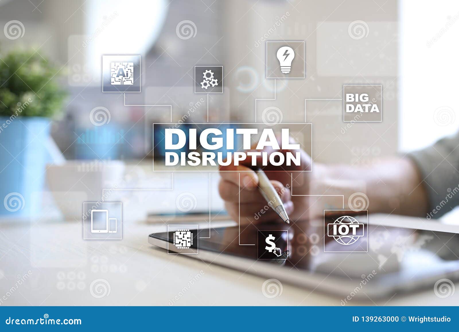 Digital Disruption, Future Technology Concept on Virtual Screen. Stock ...