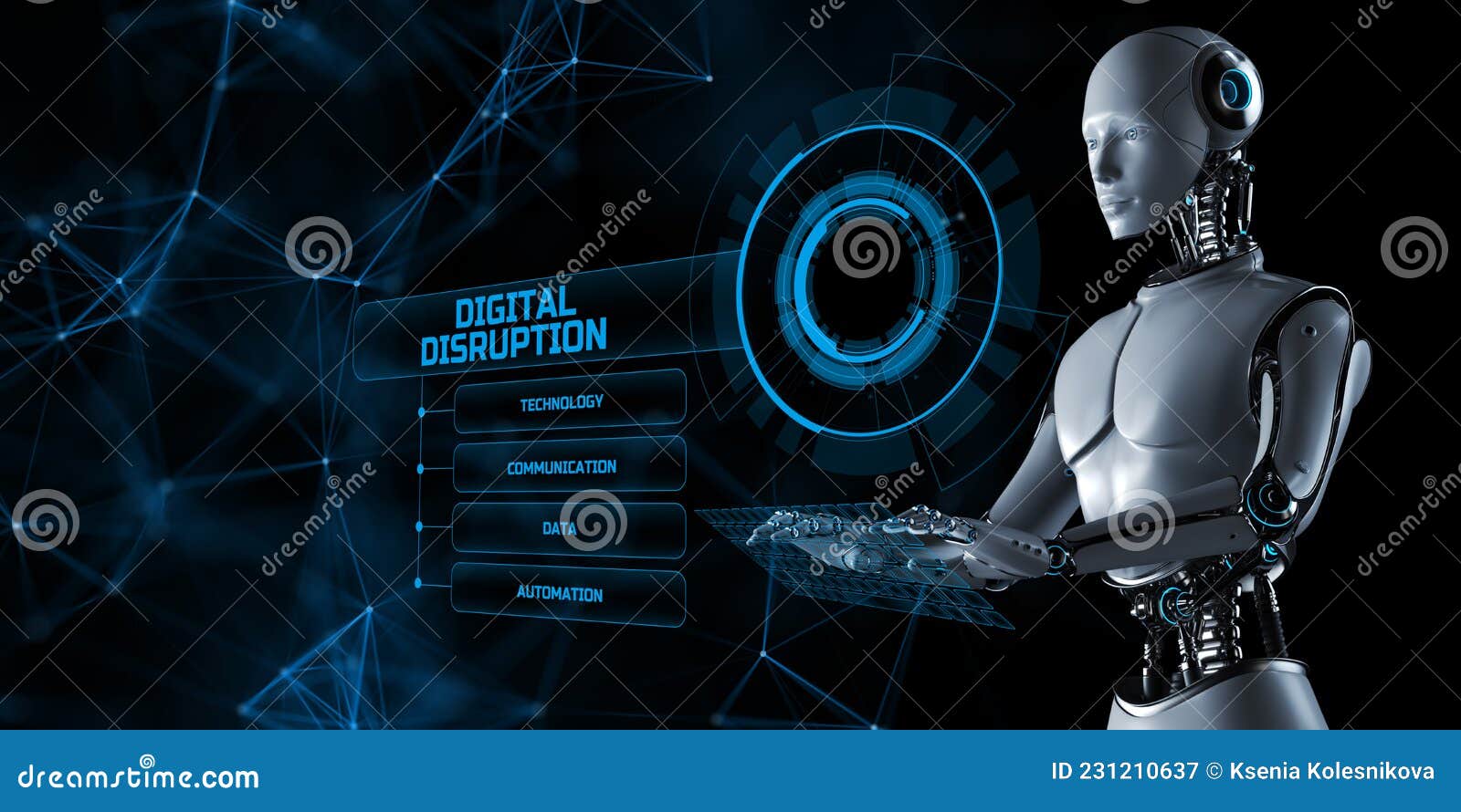 Digital Disruption Transformation Disruptive Innovation Concept. Robot ...