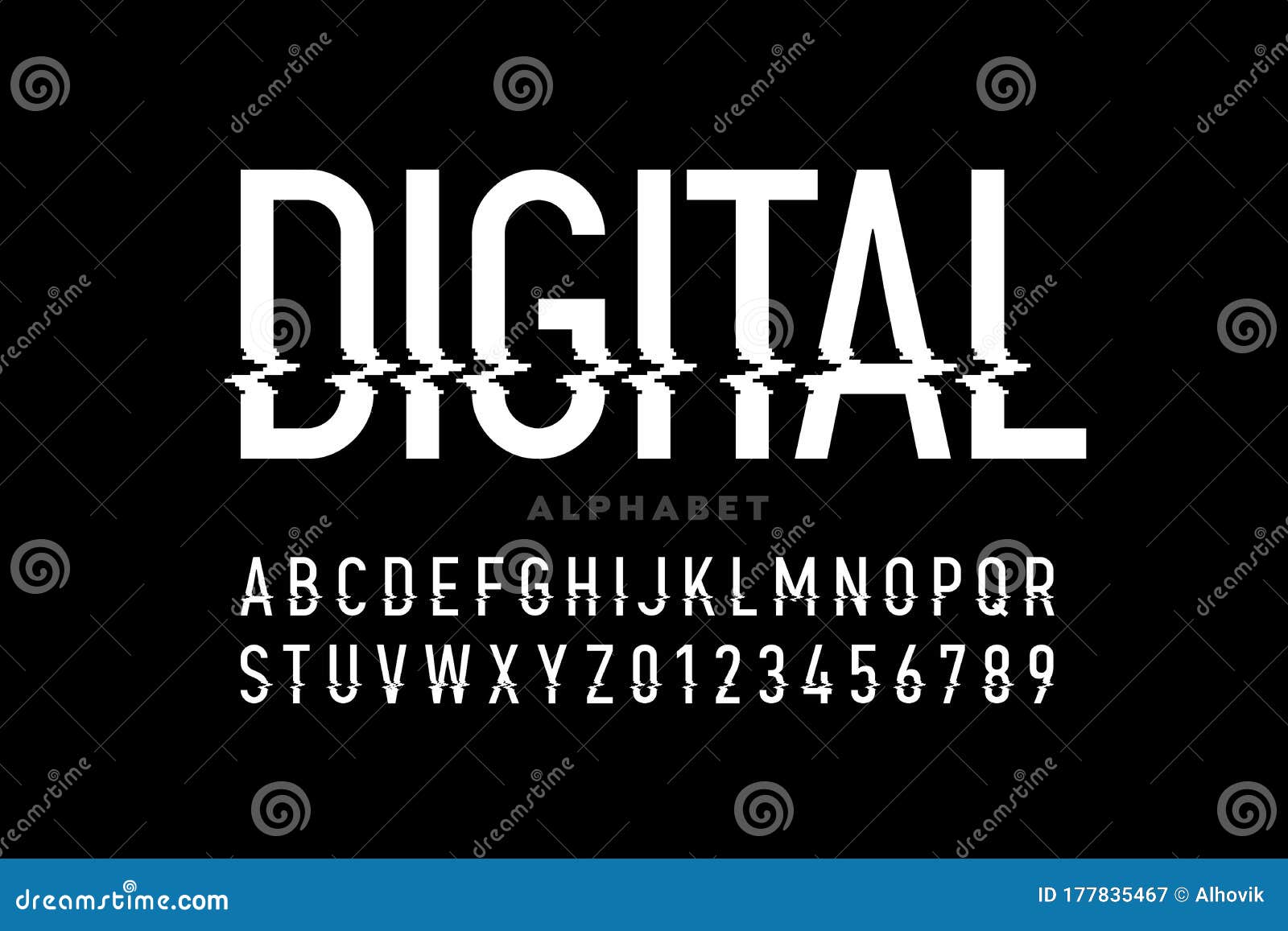 Digital Distortion Style Font Stock Vector - Illustration of modish ...