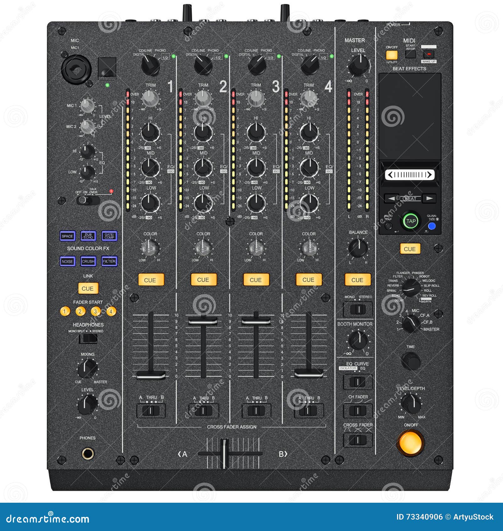 Digital dj mixer, top view stock illustration. Illustration of dance ...