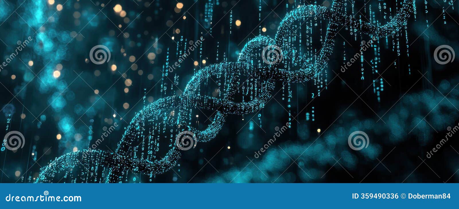 Digital DNA Double Helix with Flowing Binary Code Stock Photo - Image ...