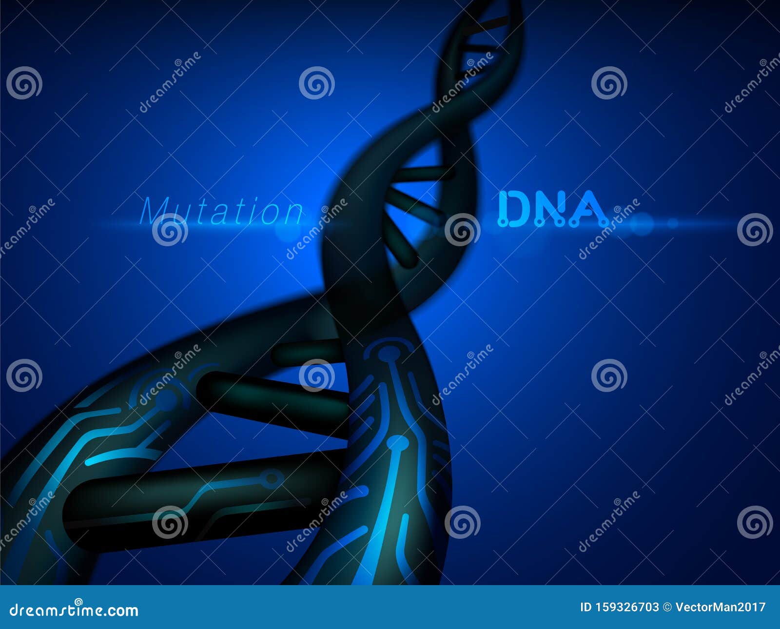 Digital DNA Mutation Structure Stock Vector - Illustration of genomics ...