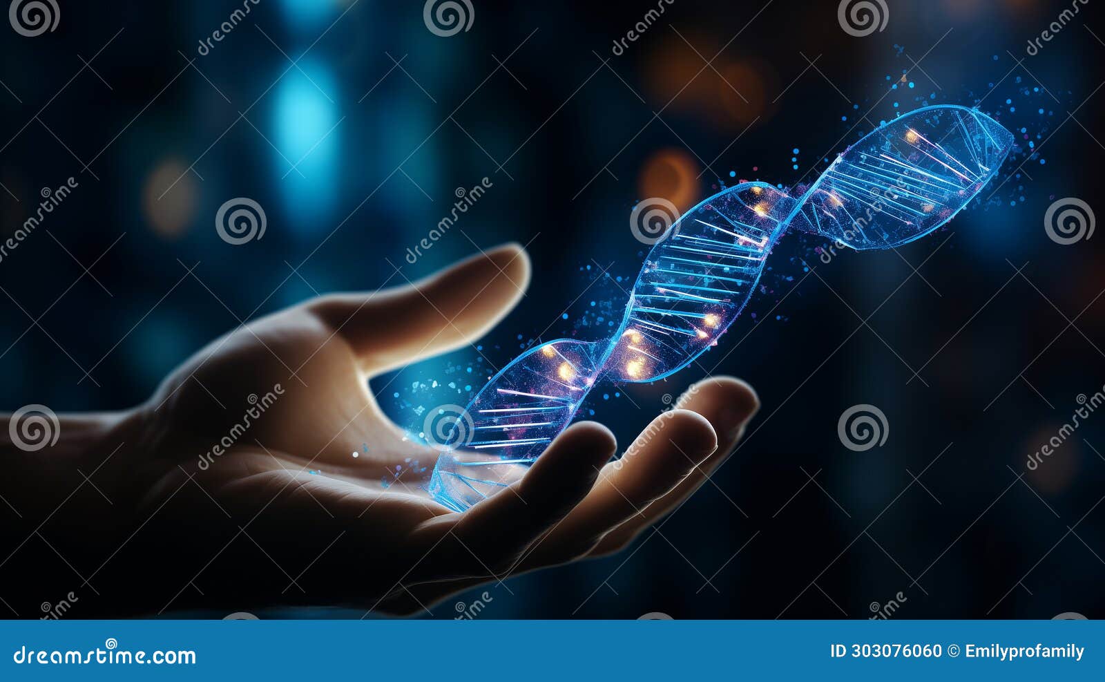Digital DNA Strand Hovers Gracefully Above Human Hand in Display of ...