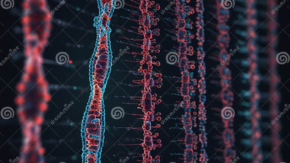Digital DNA Strand Visualization Stock Illustration - Illustration of ...