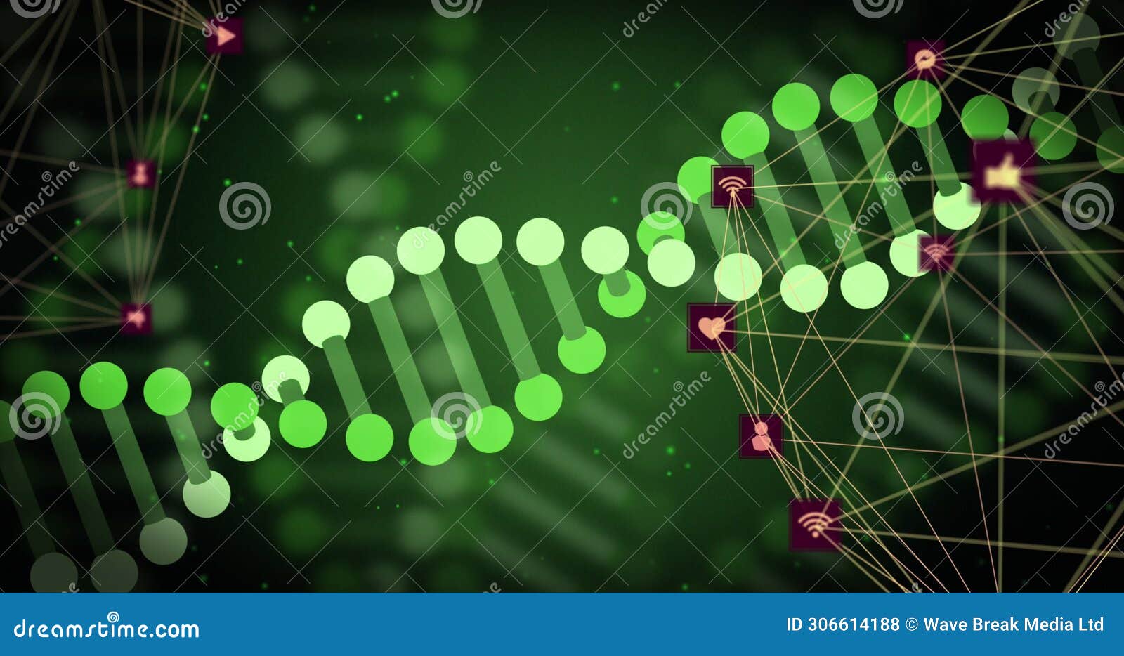 Digital DNA Strands Float in a Virtual Space, Symbolizing Biotechnology ...