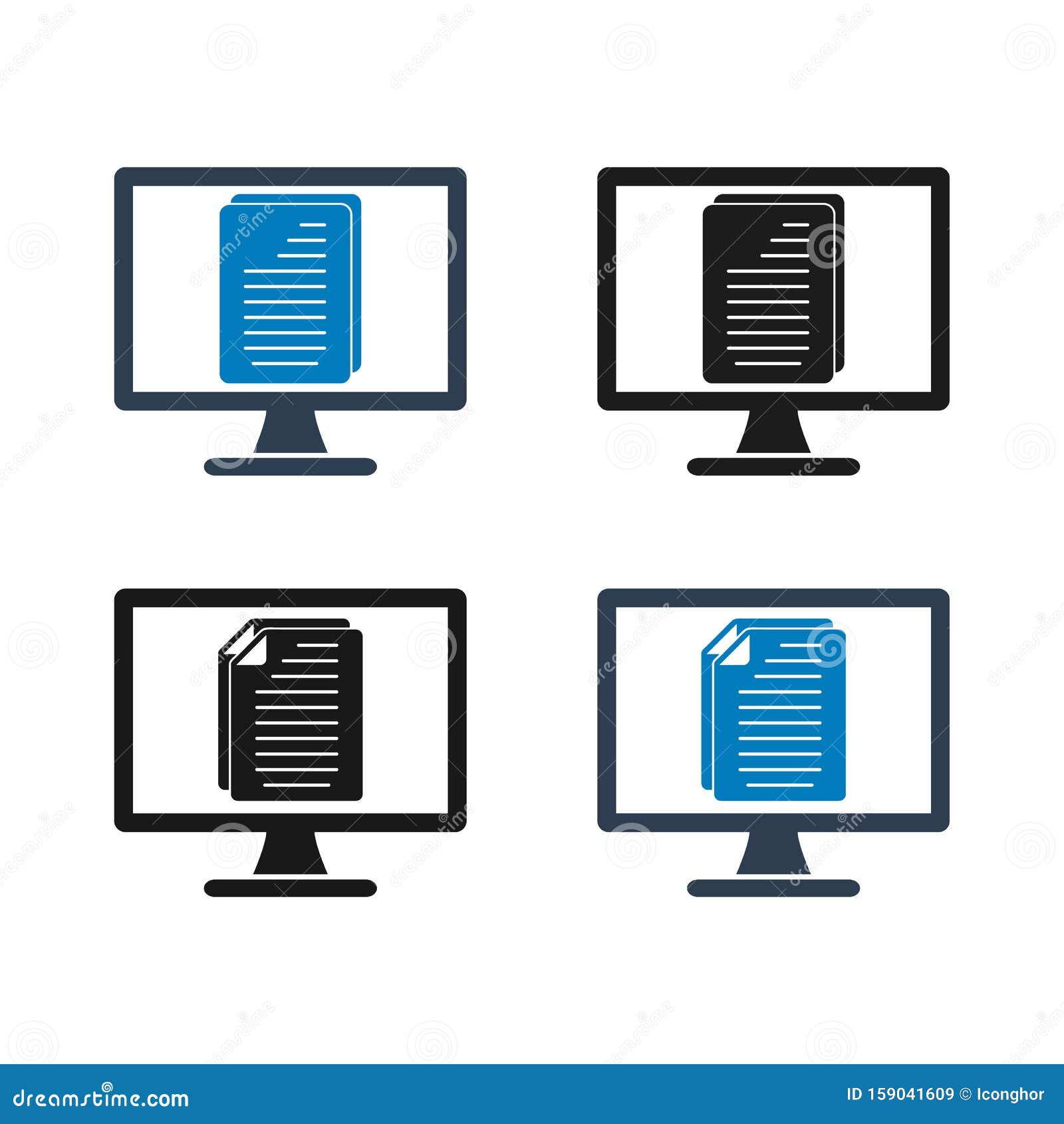 Digital Document Icon set. stock vector. Illustration of symbol - 159041609
