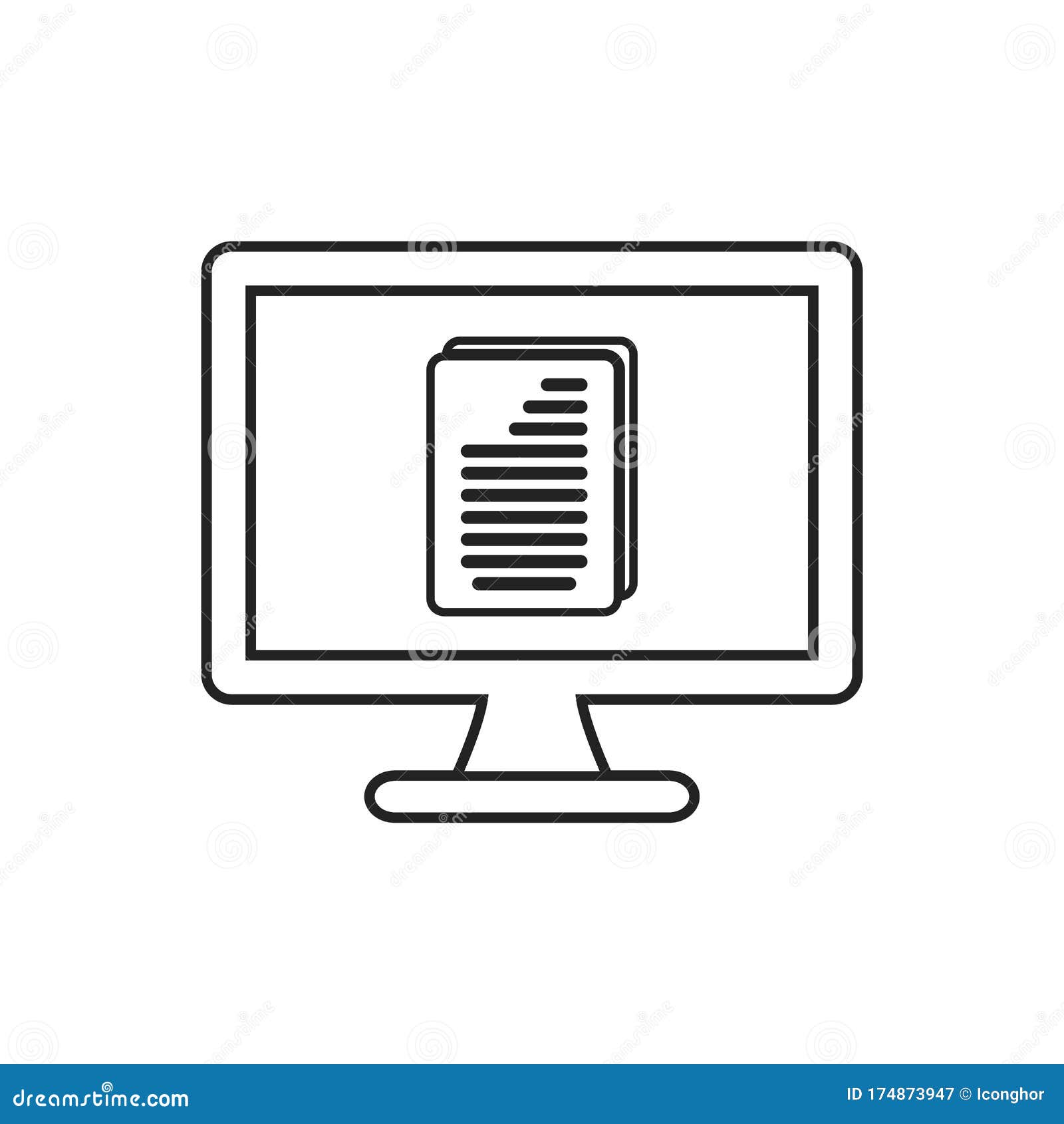 Digital Document Line Icon. Stock Vector - Illustration of vector, data ...