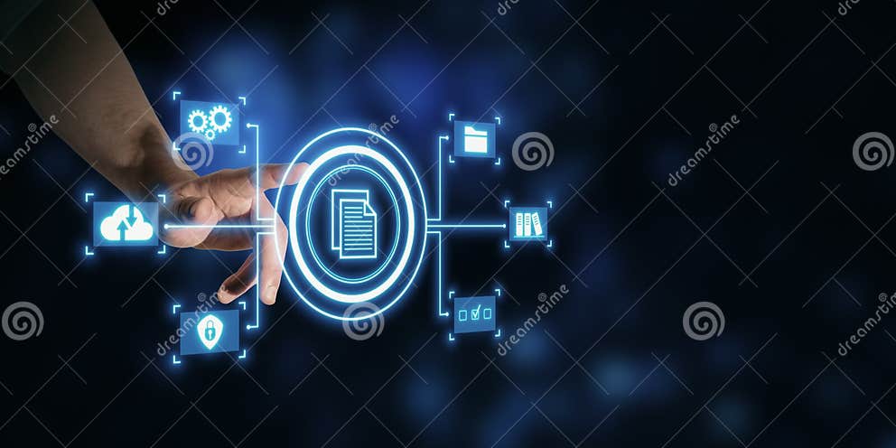 Digital Document Management Interface with Cloud Technology and Data Security Elements Stock ...