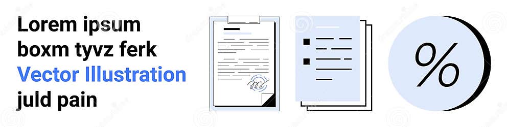Digital Document Signing, Document with Bullet Points, and Percentage ...