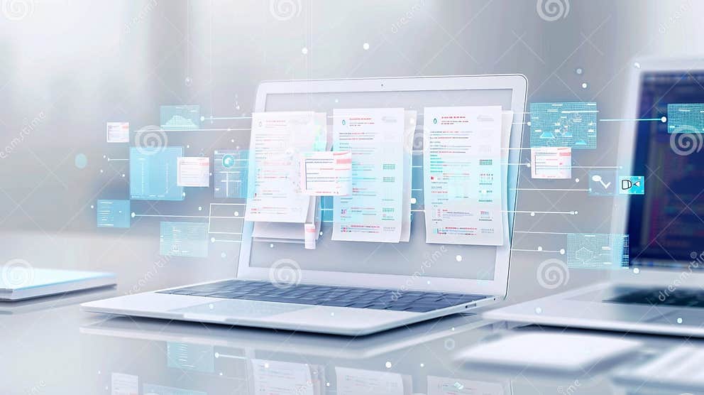 Digital Document Workflow Automation Software Optimizing Business Processes. Stock Illustration ...