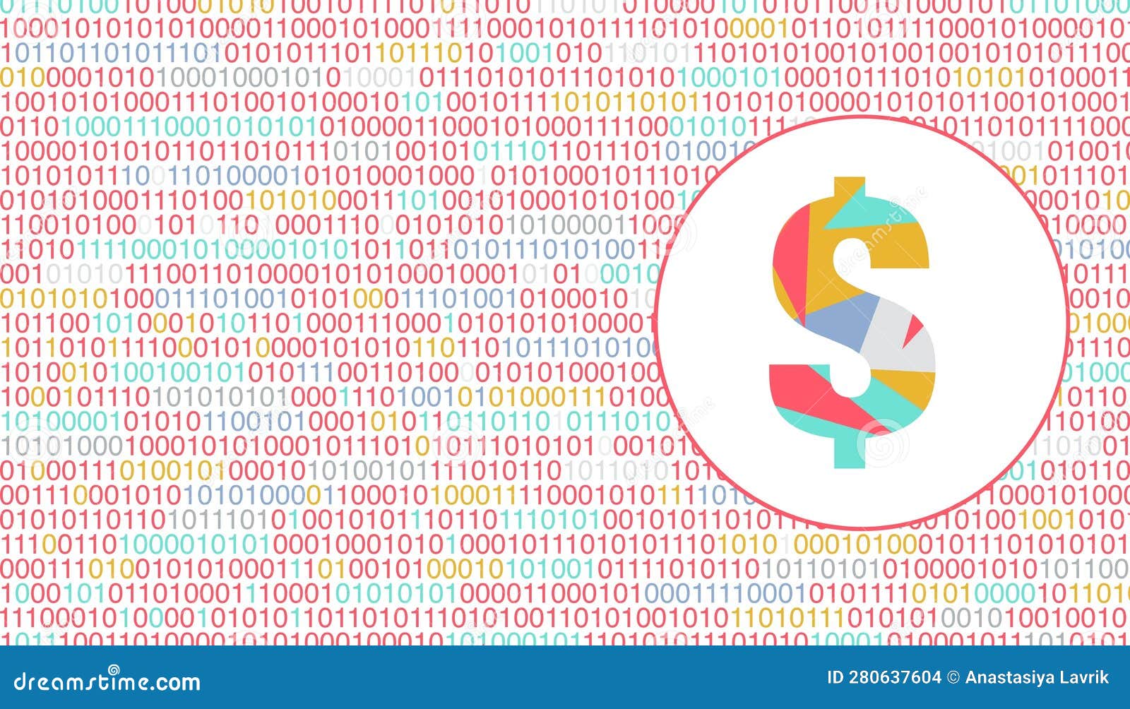 Digital Dollar Currency Symbol in Flat Style Currency Sign on a ...