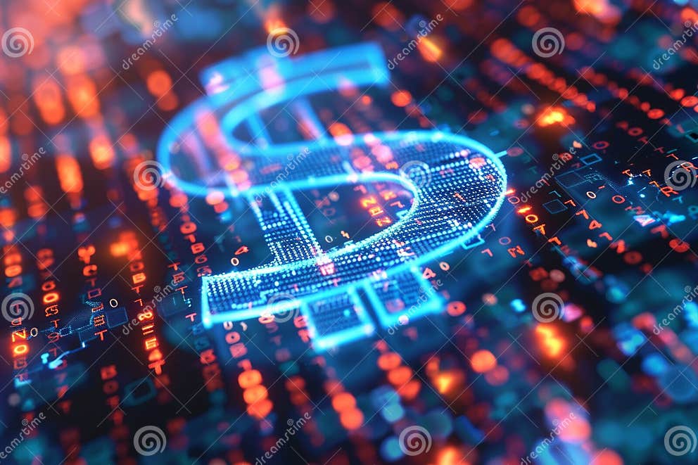 Digital Dollar Sign stock illustration. Illustration of cyberpunk ...