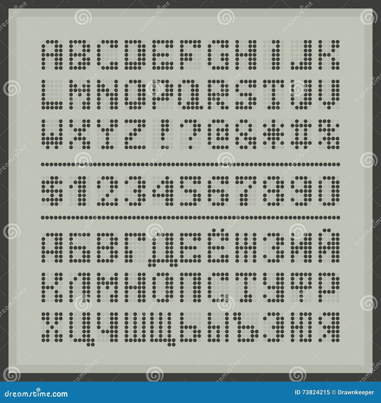 Digital Cyrillic Font From Capital Letters On Green Alphanumeric LED ...