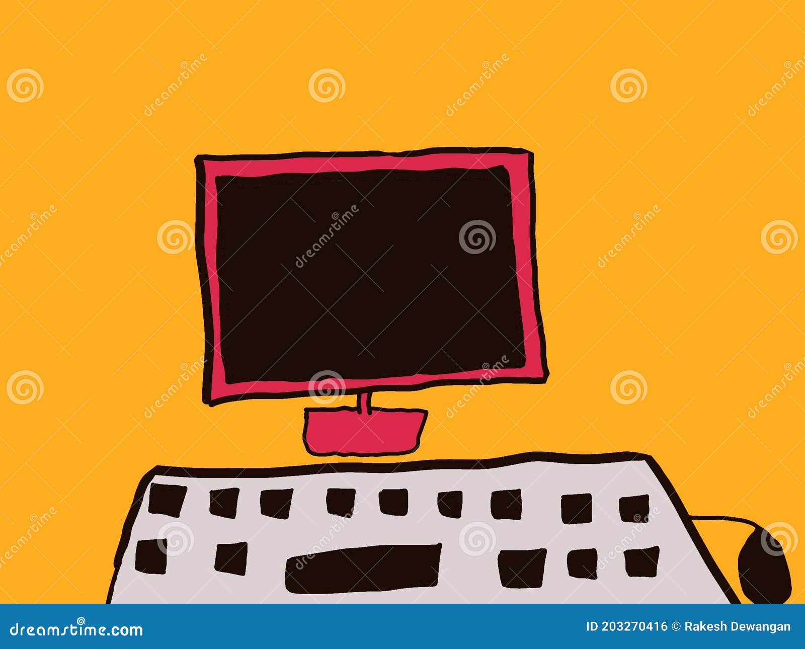 Digital Drawing of Computer Stock Illustration - Illustration of ...