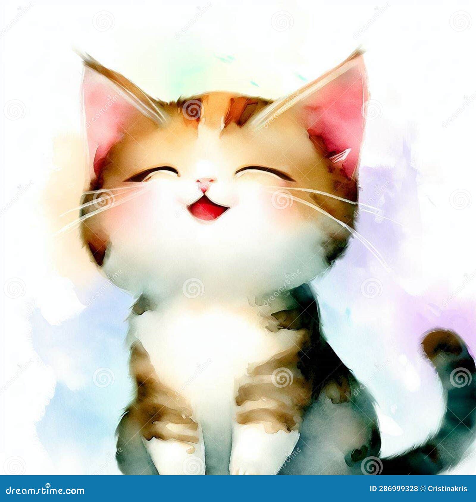 Digital Drawing of Happy Kitty Stock Illustration - Illustration of ...