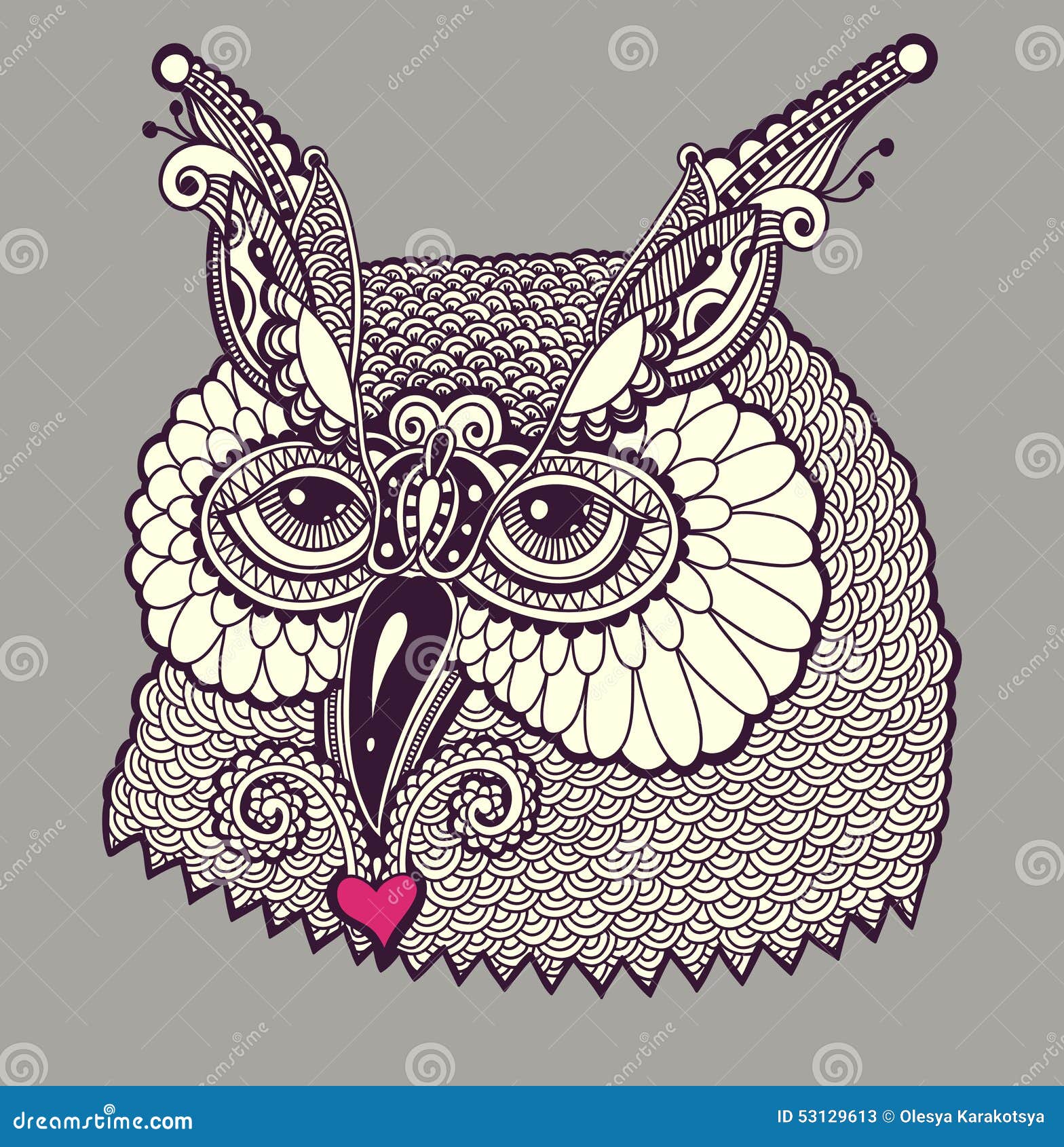 Digital Drawing of Owl Head Stock Vector - Illustration of etching ...