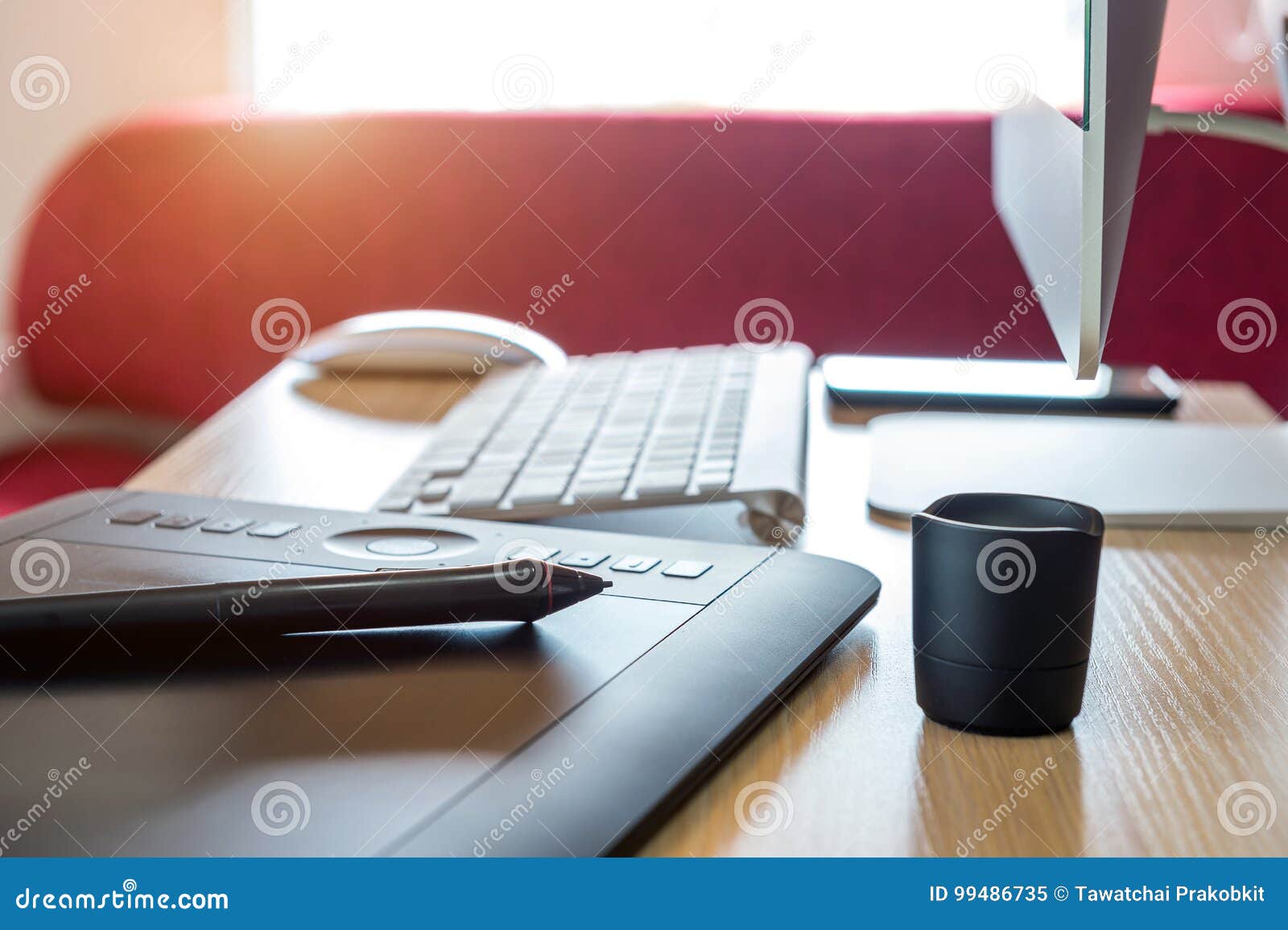 Drawing Tablet and Computer on the Desk Stock Image - Image of artist ...